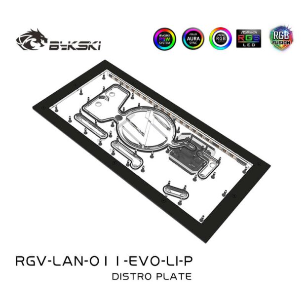 Bykski - Lian Li Dynamic EVO Front Distro Plate RBW (RGV-LAN-O11-EVO-